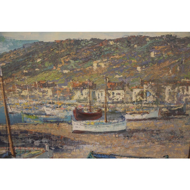 Marcel Dupre Artist Signed Oil Painting on Canvas ~ Boats | Chairish