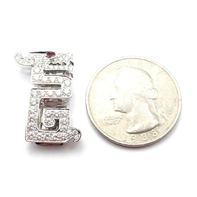 Cartier Le Baiser Du Dragon 18k White Gold Diamond Ruby Pin Clip | Chairish