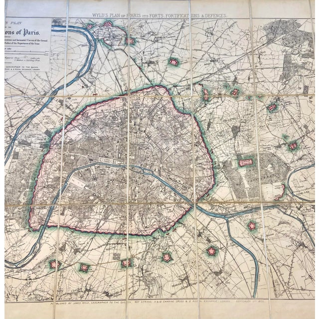 1870 Queen's Plan of Paris, Original Engraving by James Wyld, Framed ...