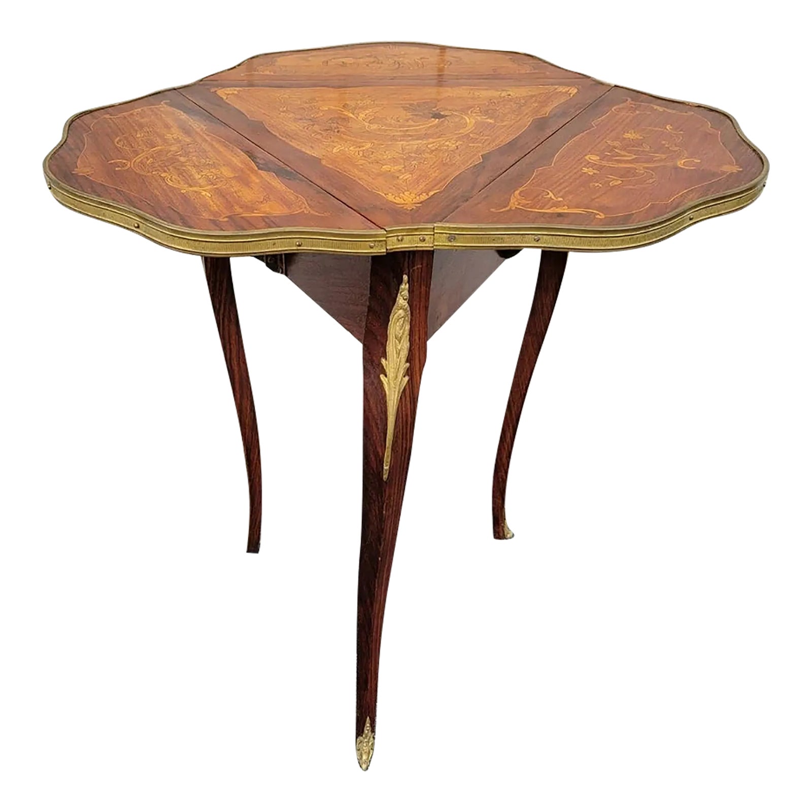 19th Century Louis XV Style Side Table With Rosewood Marquetry | Chairish