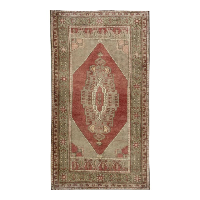 1960s Vintage Red & Brown Rug | Chairish