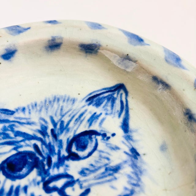 Studio Pottery Cat Plate | Chairish