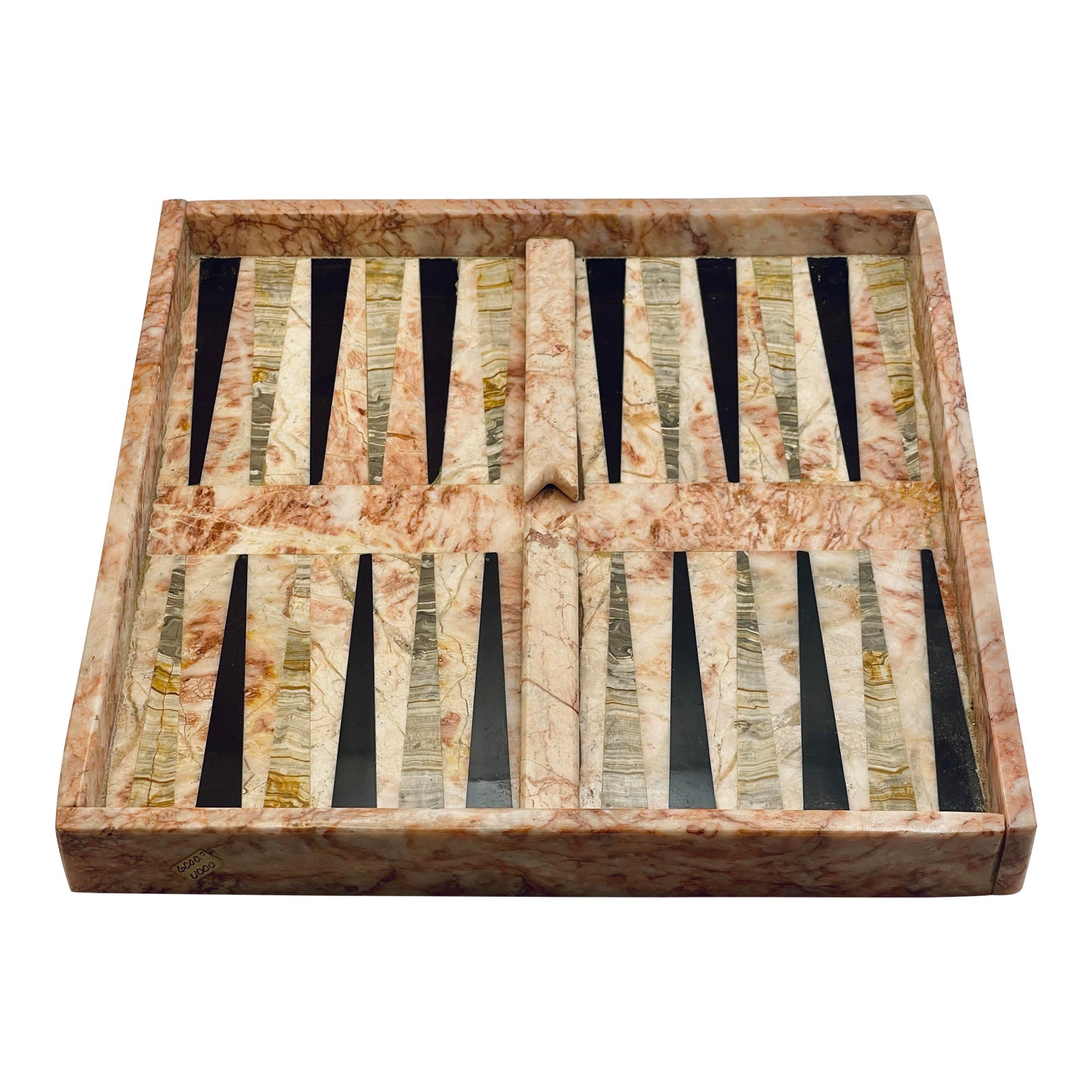 Early 20th Century Pink, Black and Green Marble Backgammon Board | Chairish