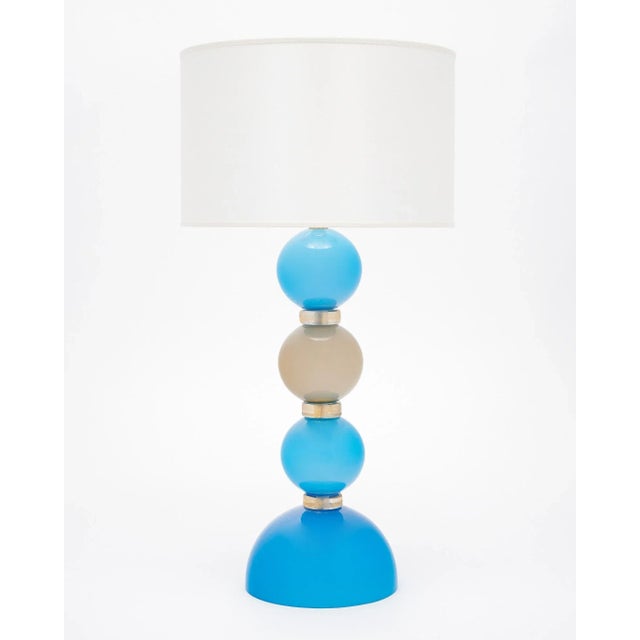 Murano Glass Blue and Gray Lamps | Chairish