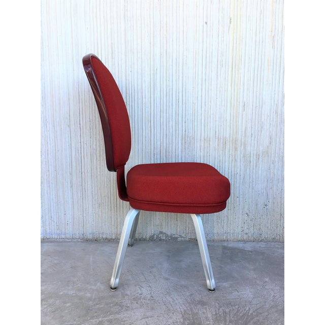 Set of Seventeen Conference or Dining Chairs in Steel and Red Wool ...
