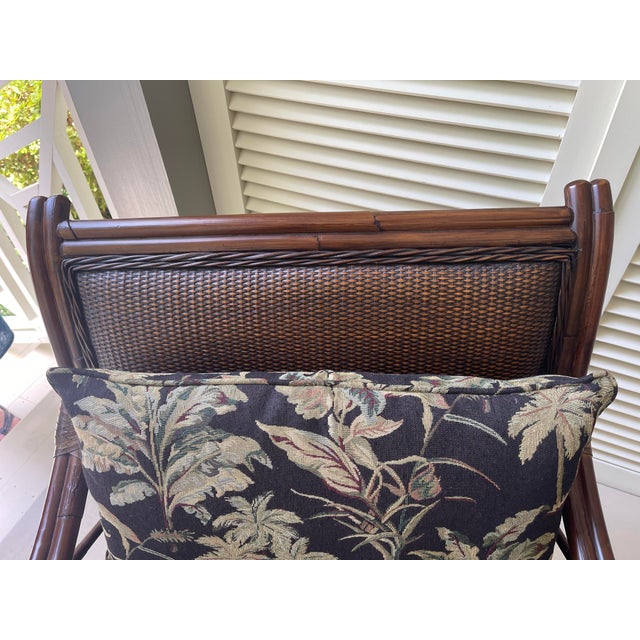 Pair of Braxton Culler Tropical Coastal Rattan Accent Chairs With Palm ...