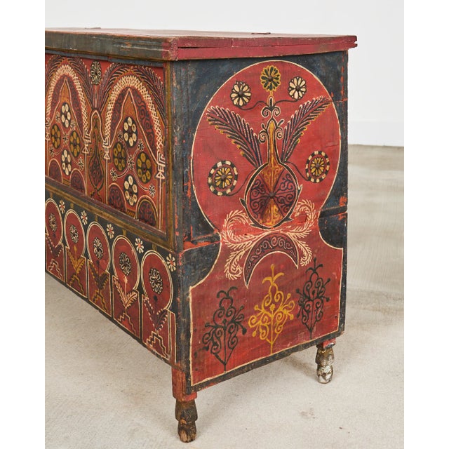 Moorish Middle Eastern Painted Wood Blanket Chest | Chairish