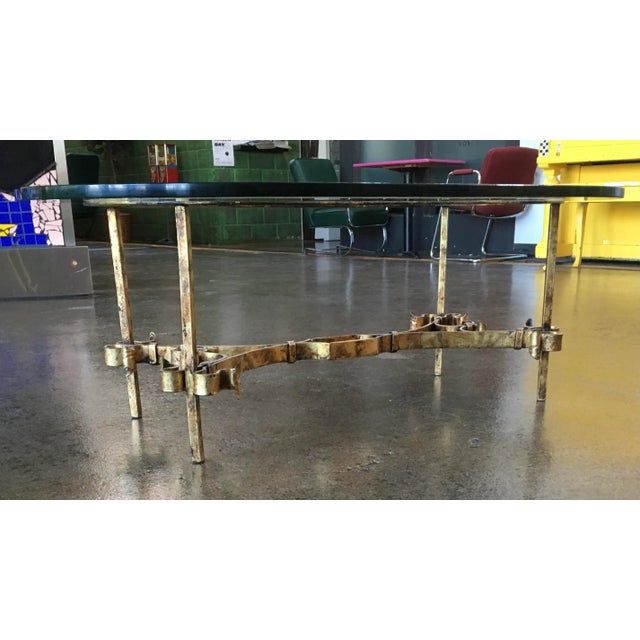 Gothic Style Brutalist Gilt-Iron & Glass Coffee Table Spain | Chairish