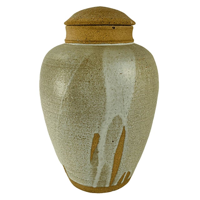 Mid 20th Century Hand Turned Clay Lidded Jar | Chairish