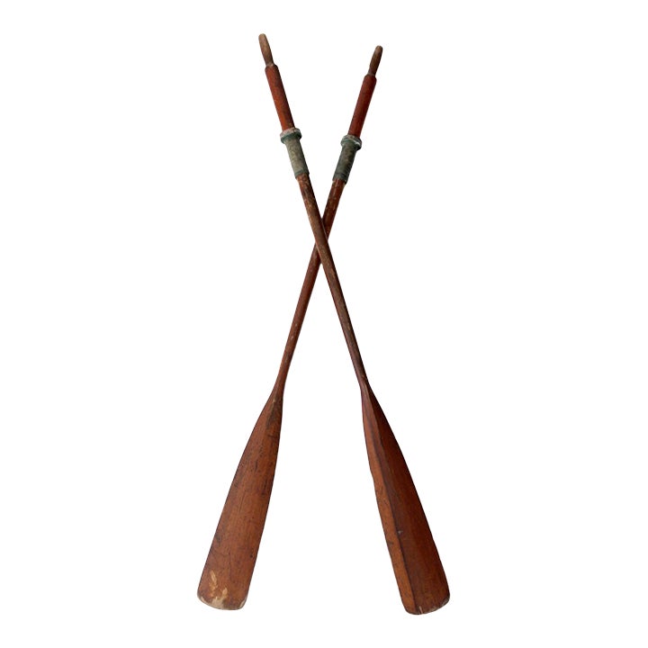 Vintage Wooden Oars Pair | Chairish