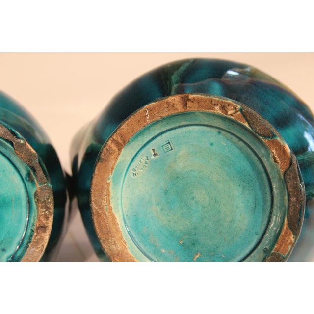 Pair 1930s Awaji Pottery Art Deco Japanese Vintage Studio Muscle Vases ...
