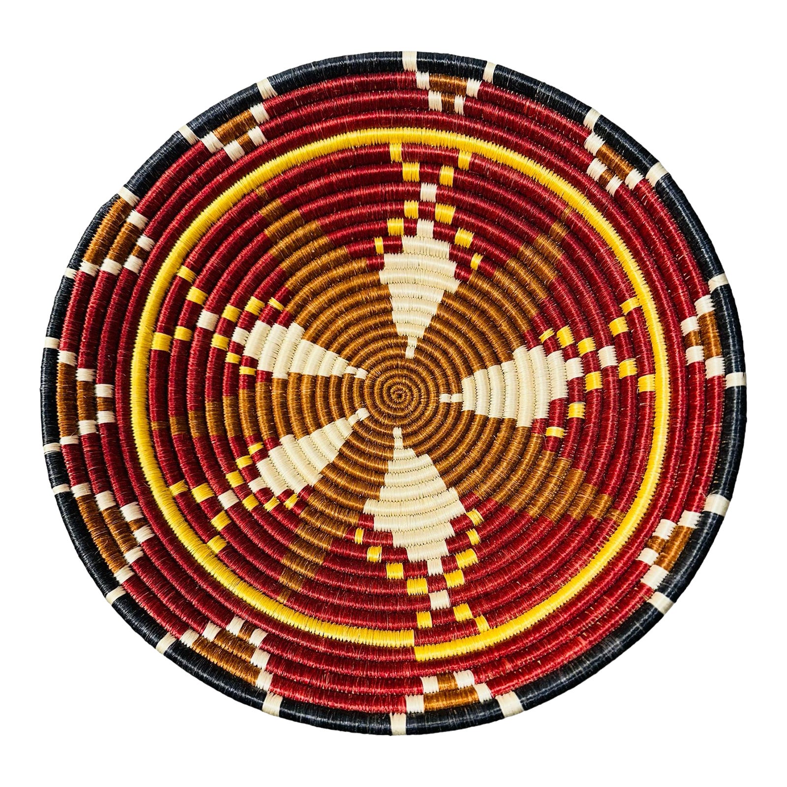 African Rwanda Woven Sweetgrass and Sisal Wall Hanging Basket | Chairish