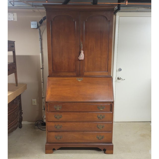 Vintage Statton Cherry Wood Chippendale American Colonial Secretary ...