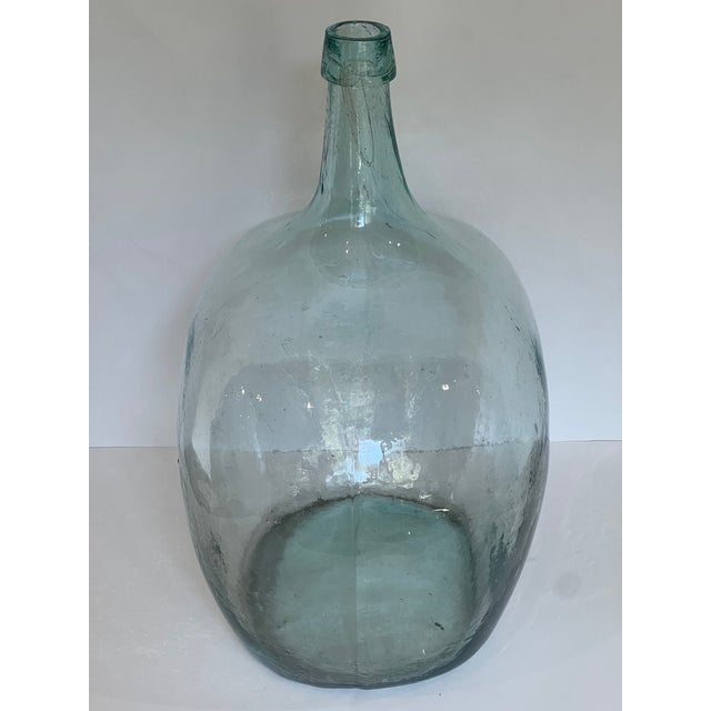 Vintage Light Blue Glass Demijohn Oval Shaped Bottle | Chairish