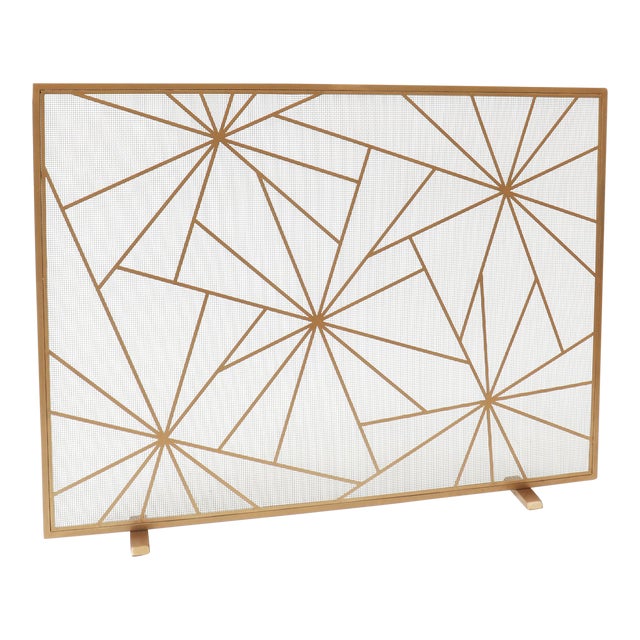 Early 21st Century Iron Shattered Starburst Fire Screen | Chairish