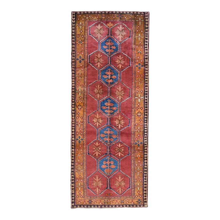 Vintage West Persian Burnt Orange Wool Hand Knotted Gallery Size Runner ...