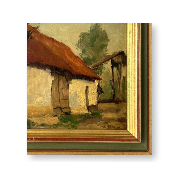 French Rural Farm Scene Painting | Chairish