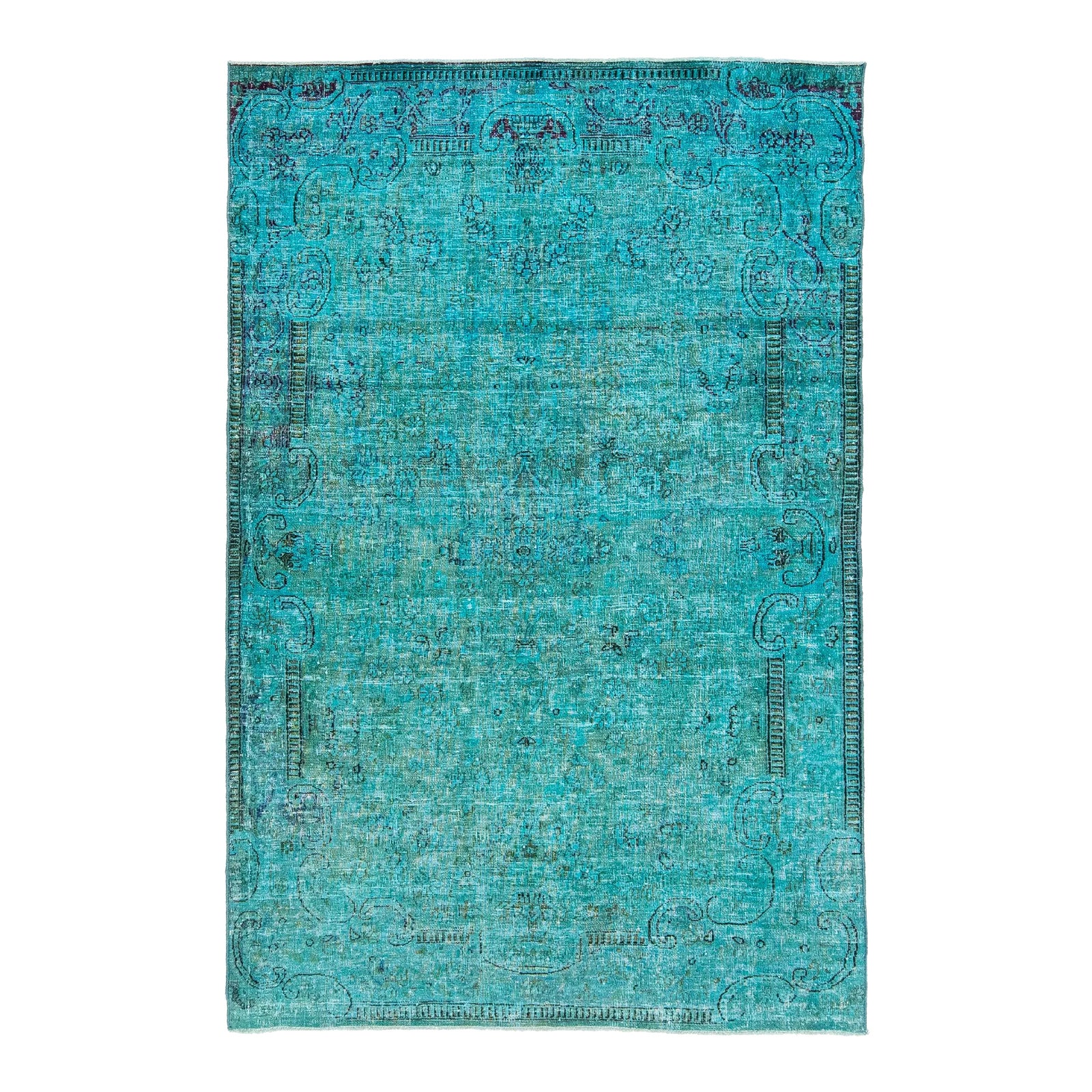 Handmade Turquoise Persian Overdyed Wool Rug With Allover Pattern 4 X 6 ...