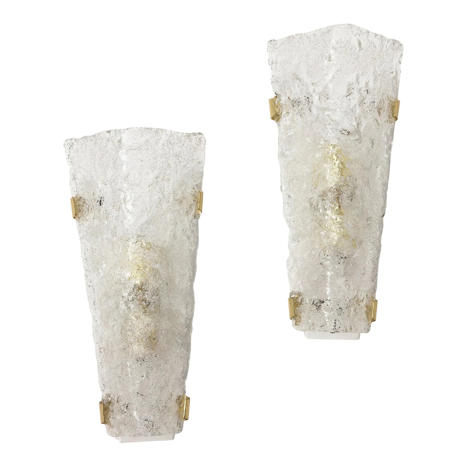 Large Murano Glass Sconces by Hillebrand - A Pair | Chairish