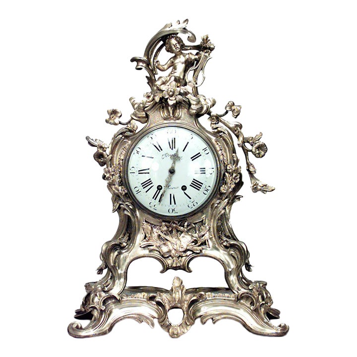 French Louis XV Style Bronze Cupid Clock | Chairish