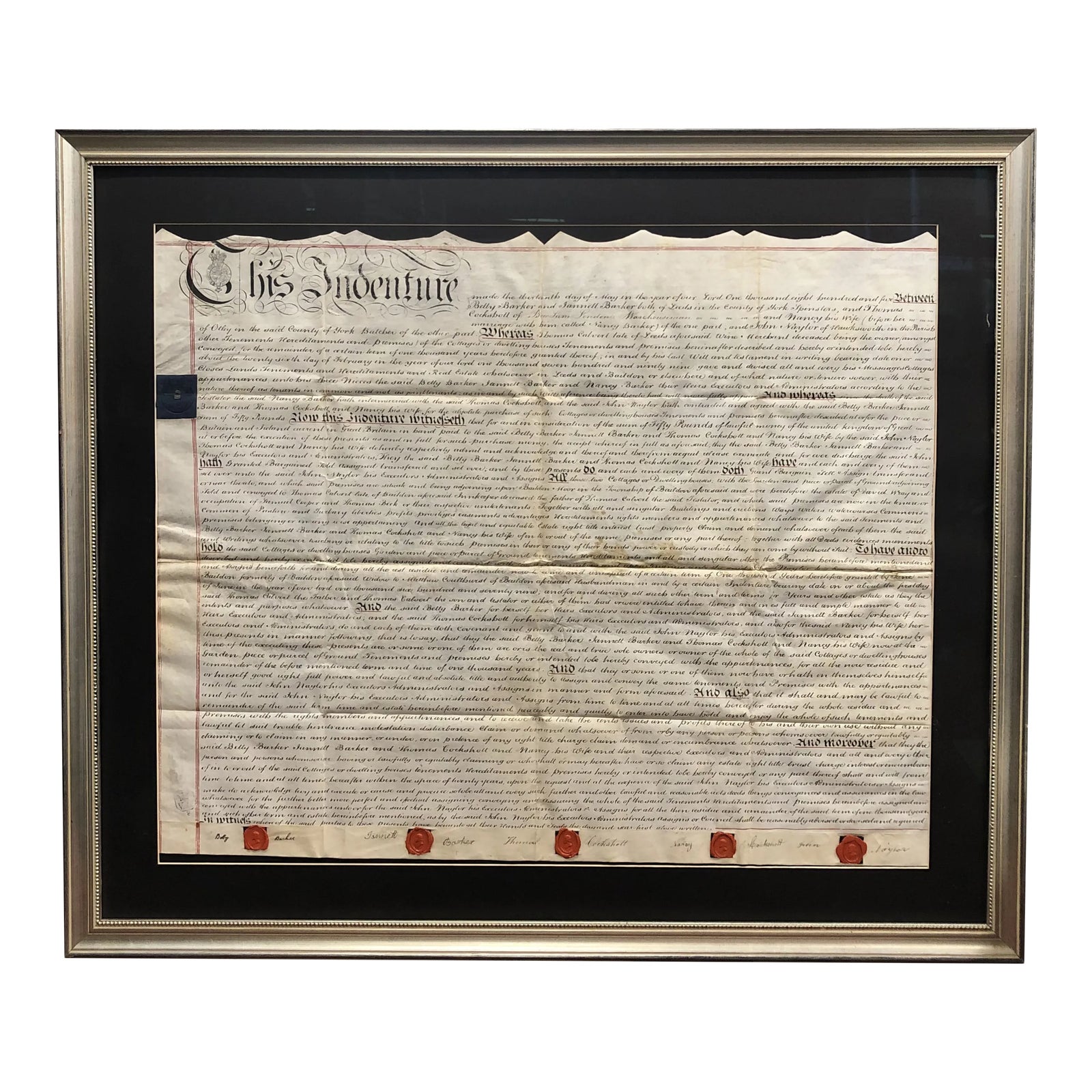 Early 19th Century British Land Deed, Framed | Chairish