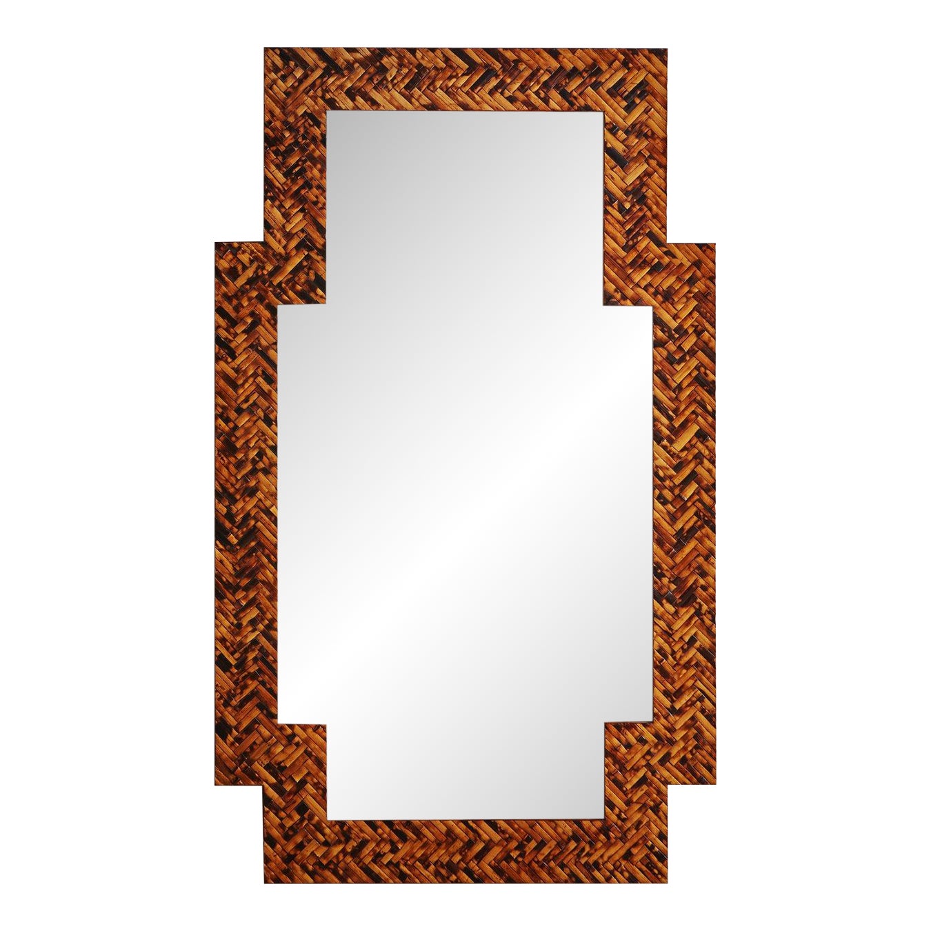 Tessellated Bamboo Frame Mirror by Harrison Van Horn, 1980s | Chairish