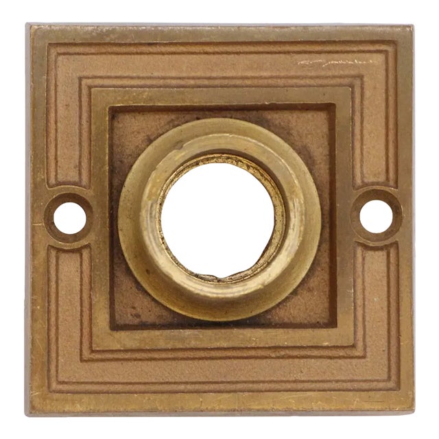 Square Deep Recess Framing Cast Brass Door Knob Rosette | Chairish