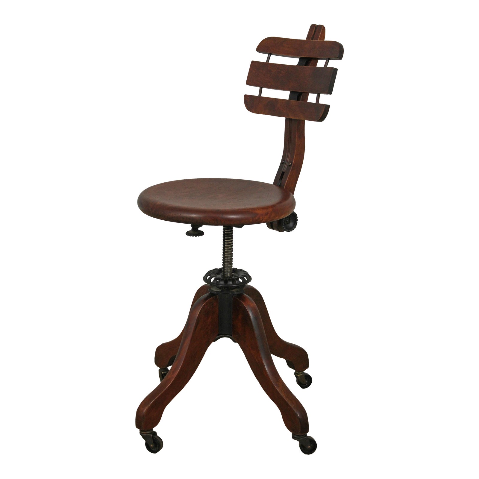 Antique Adjustable Height Industrial Desk Chair | Chairish