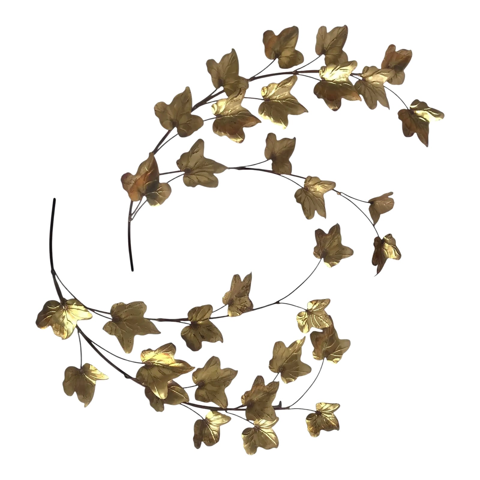 Mid-Century Jere Style Brass Leaves Dimensional Metal Art Wall Decor ...