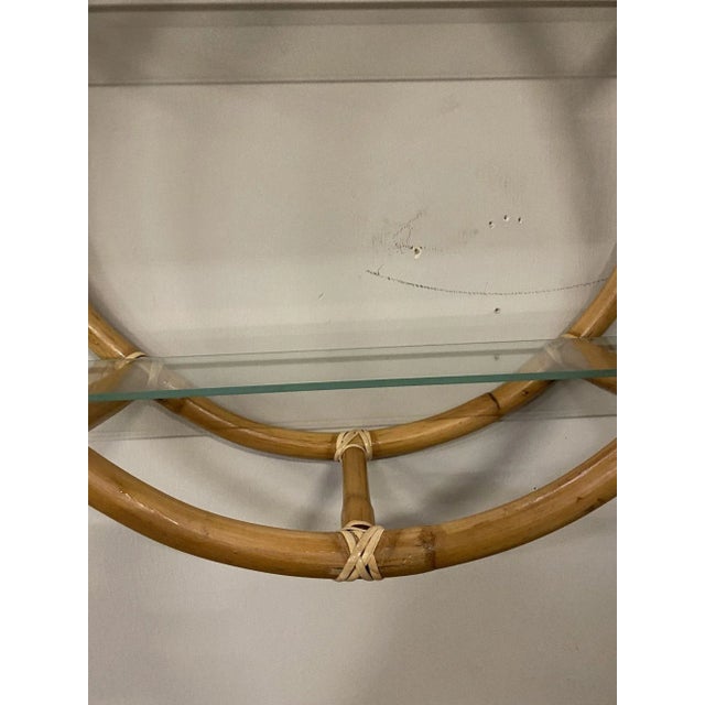 Restored Circular Rattan "Skelton" Wall Shelf W/ Slat Glass | Chairish