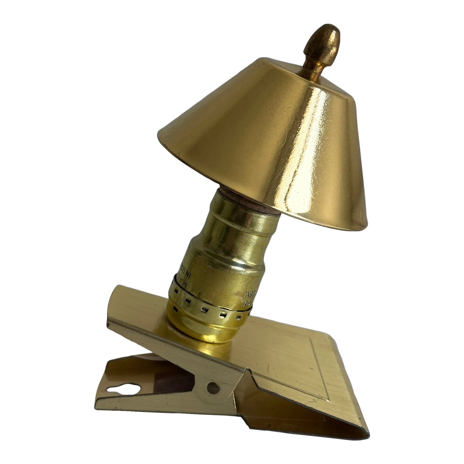 Mid-Century Small Brass Clip on Lamp | Chairish
