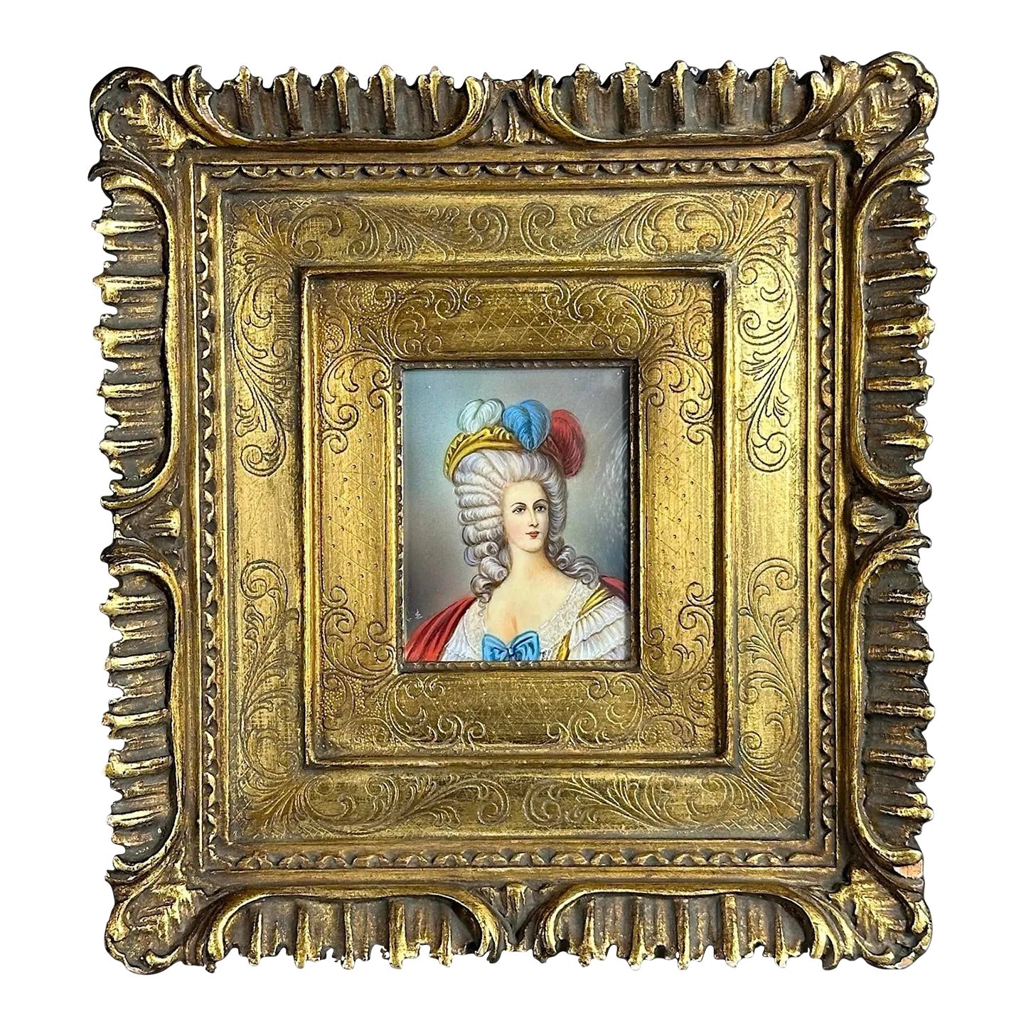 20th Century Decorative Italian Miniature, Portrait of a Lady | Chairish