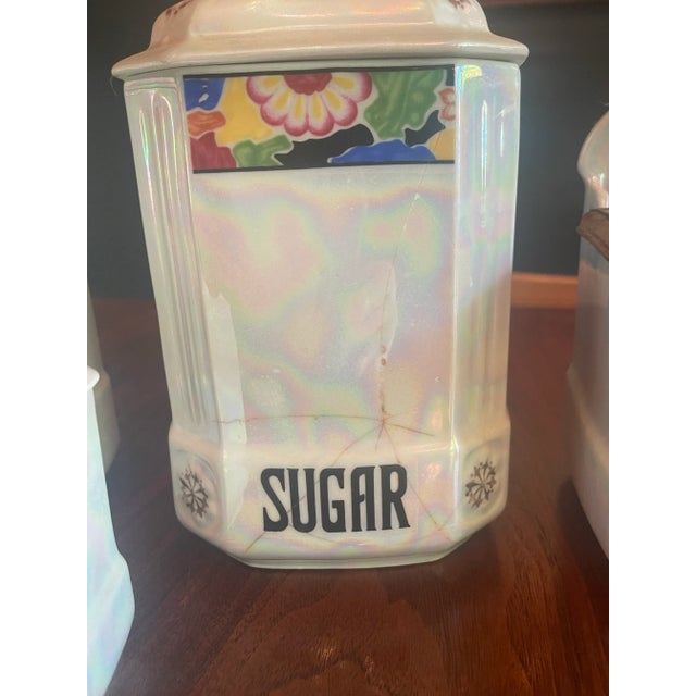 Antique Lusterware Canisters and Salt Cellars wit Lids - 11 Piece Set ...