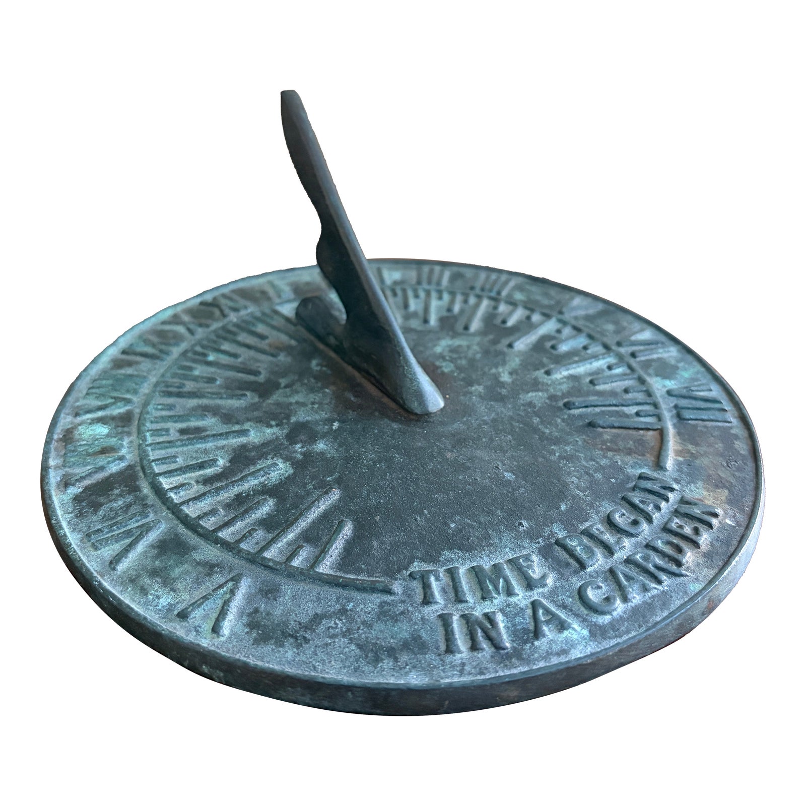 Vintage English Country Verdigris Iron Garden Sundial "Time Began in a ...