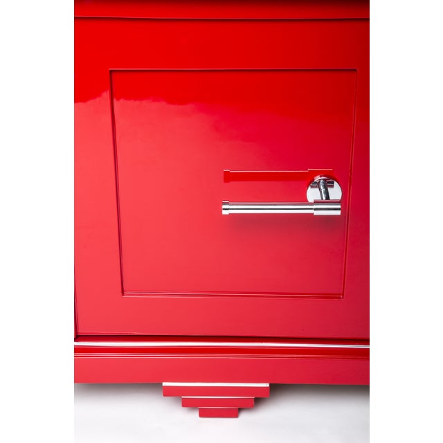 Cherry Red Lacquer Art Deco Sideboard | Chairish