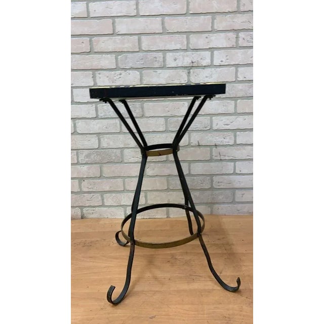 1990s Vintage Wrought Iron Tile Top Accent Table | Chairish