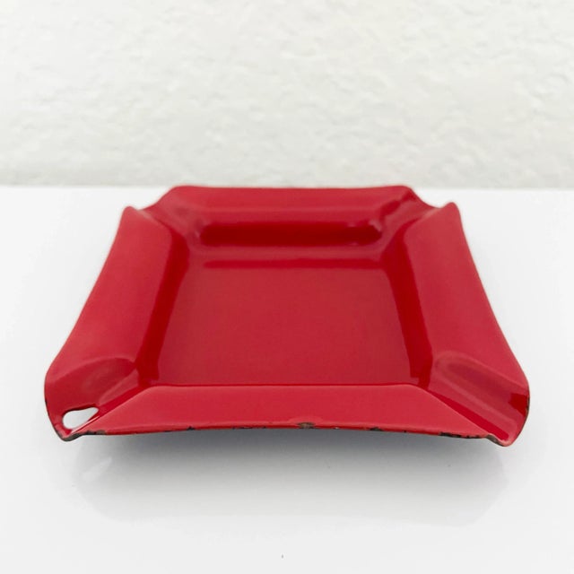 Vintage Red Enamel Ashtray, Mid-20th Century | Chairish