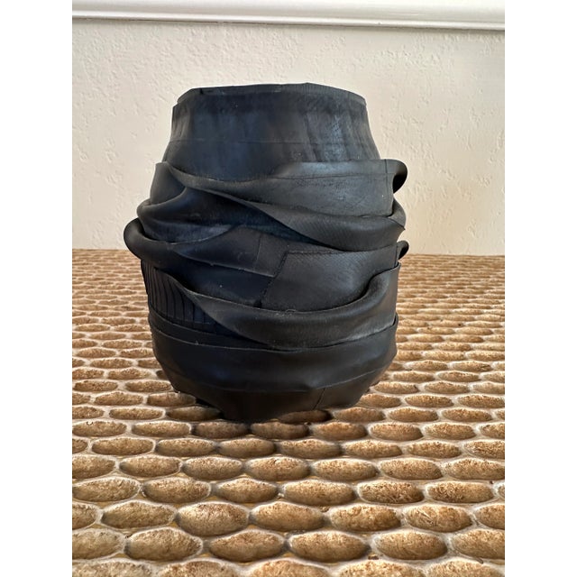 Vintage Outsider Art Brutalist Black Rubber Vase | Chairish