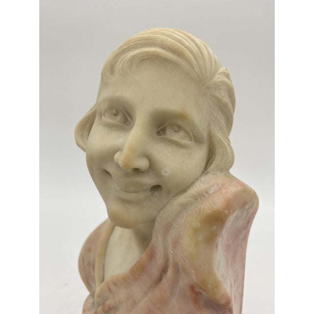 1930s Art Deco Hand Carved Female Flapper Girl Alabaster Bust | Chairish