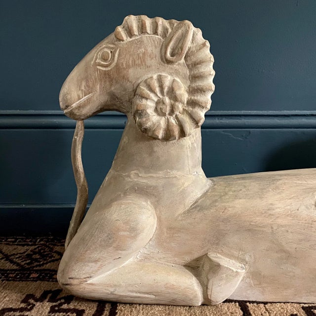 Two Headed Ram Resin Sculpture | Chairish