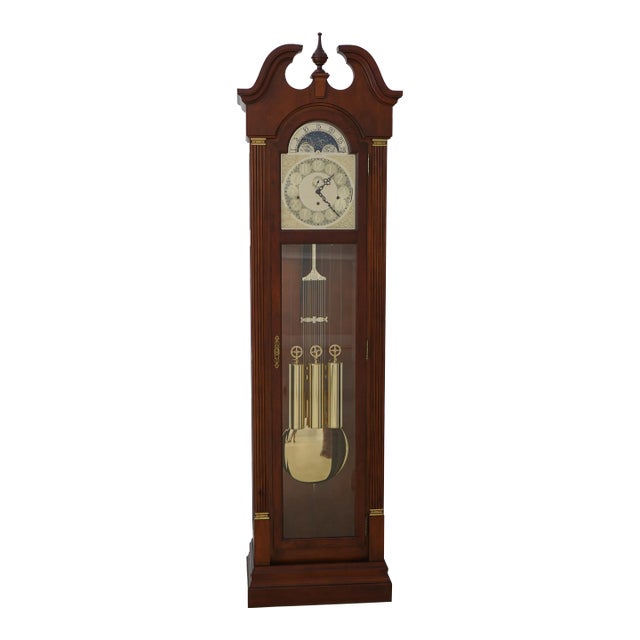 Ethan Allen Cherry Grandfather Hall Clock | Chairish