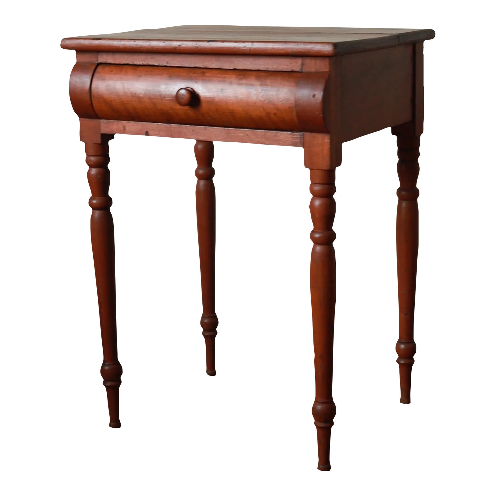 19th Century Primitive Pine One Drawer Side End Table | Chairish