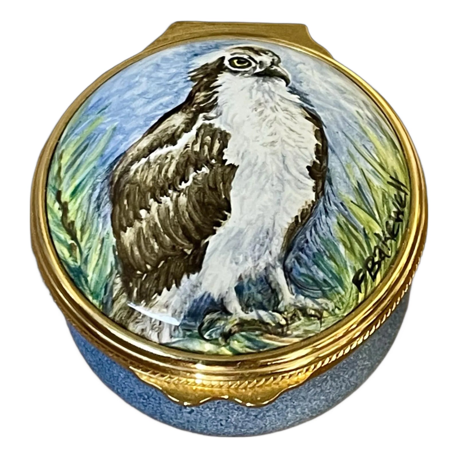 Elliot Hall Bird of Prey Enamel Box, Signed Artist Proof | Chairish