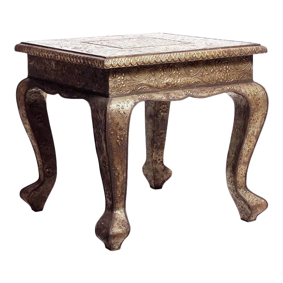 Hammered Square Silver Table | Chairish