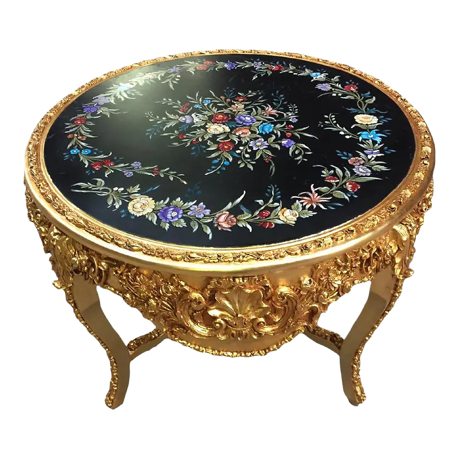Late 20th Century Italian Baroque/Rococo Gold Leaf Dining Table With ...