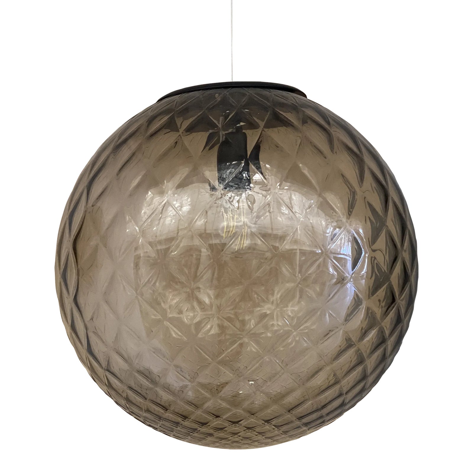 Contemporary Fumè- Smoked Sphere in Murano Glass Working in "Ballotton ...