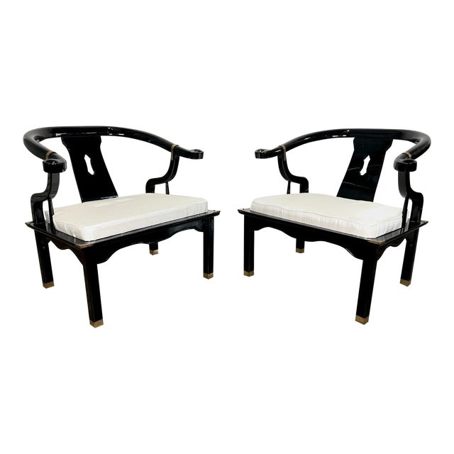 1960s Pair Vintage Modern James Mont Style Chinoiserie Black Lacquer ...