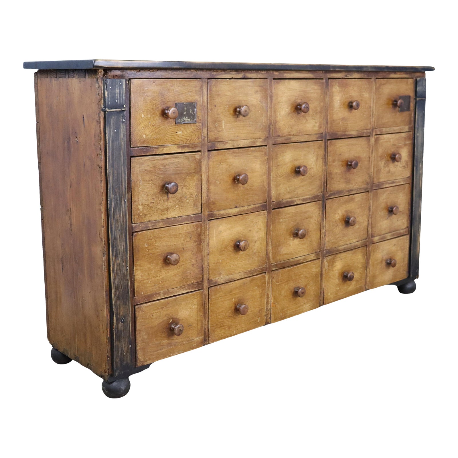 Mid 19th Century Large English Bank of 20 Drawers | Chairish
