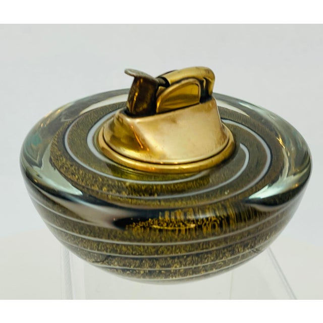 Vintage Venetian Murano Art Glass Table Lighter With Gold and White ...