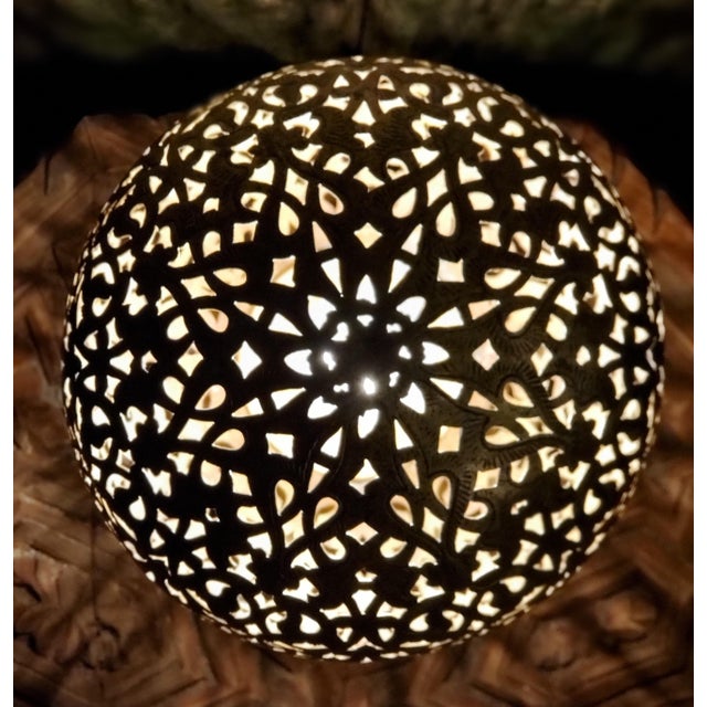Contemporary Ball Shape Moroccan Copper Table Lamp in Brass Finish ...